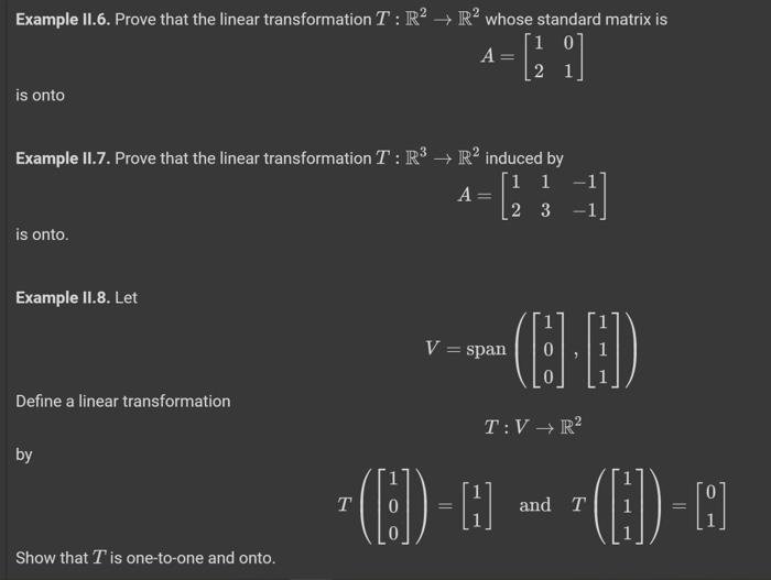 Solved Example Ii 6 Prove That The Linear Transformation