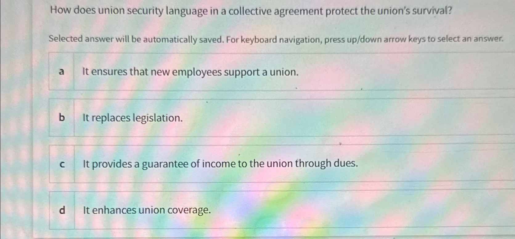 Solved How does union security language in a collective | Chegg.com
