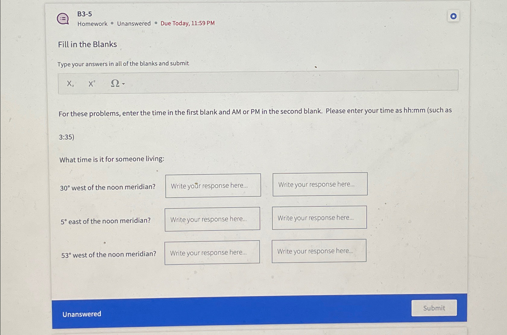 Solved B3-5Homework * ﻿Unanswered * ﻿Due Today, 11:59 | Chegg.com