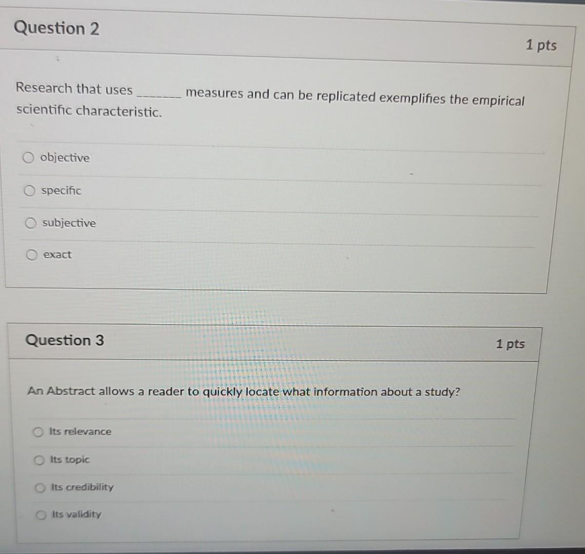 Solved Research that uses measures and can be replicated | Chegg.com