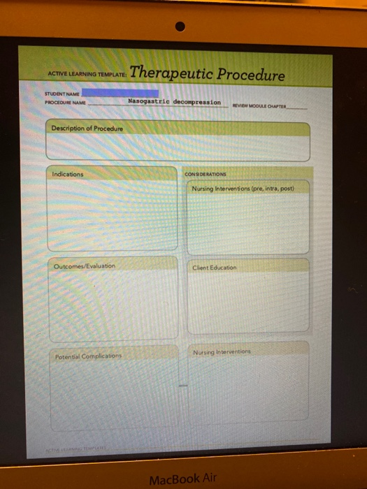 Solved ACTIVE LEARNING TEMPLATE: Therapeutic Procedure | Chegg.com