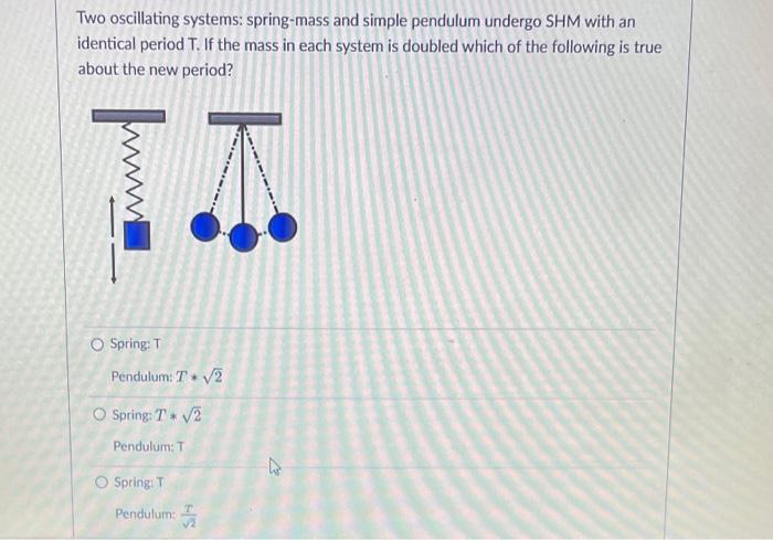 Solved Two oscillating systems: spring-mass and simple | Chegg.com