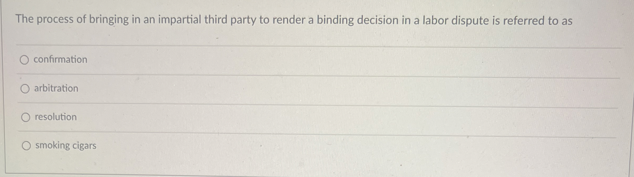 Solved The process of bringing in an impartial third party | Chegg.com