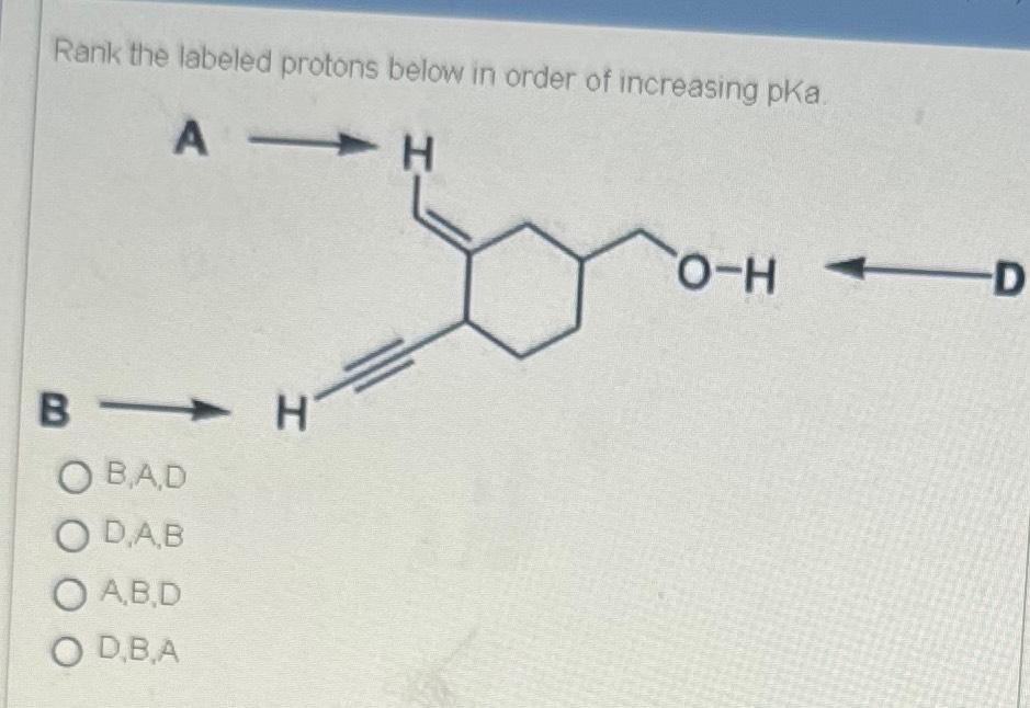 Solved Rank the labeled protons below in order of increasing | Chegg.com