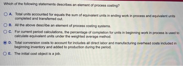 Solved Which of the following statements describes an | Chegg.com