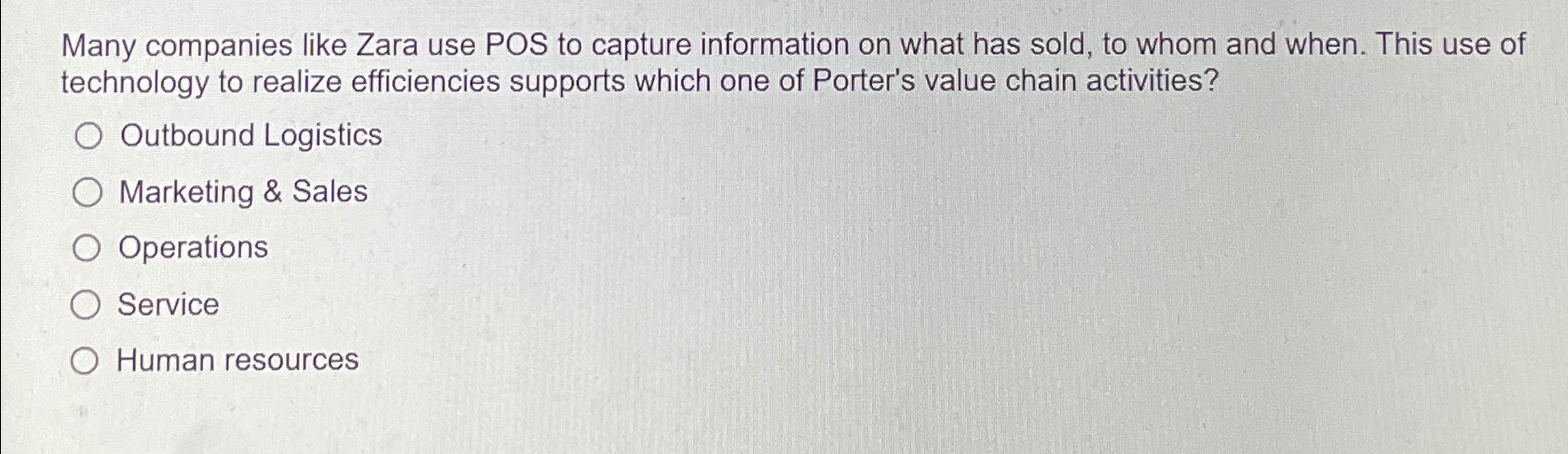 Solved Many companies like Zara use POS to capture | Chegg.com