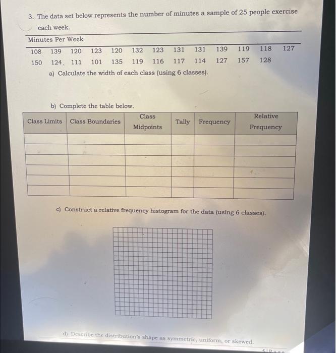Solved 3. The data set below represents the number of | Chegg.com