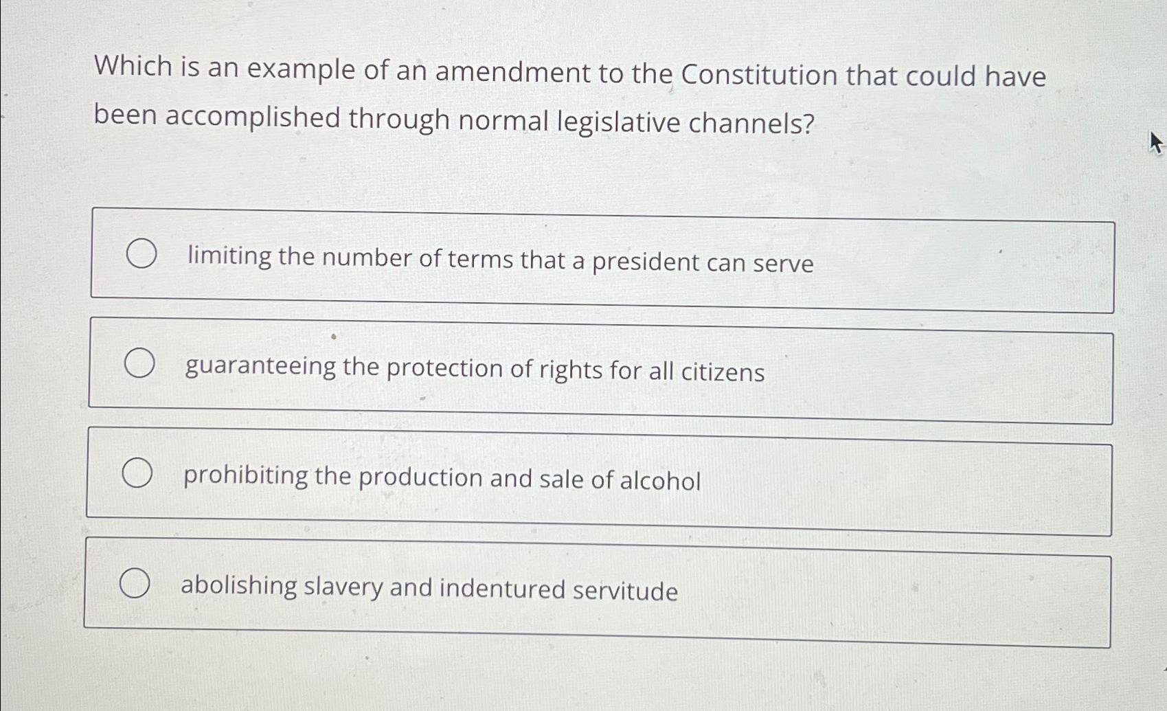 Solved Which is an example of an amendment to the | Chegg.com