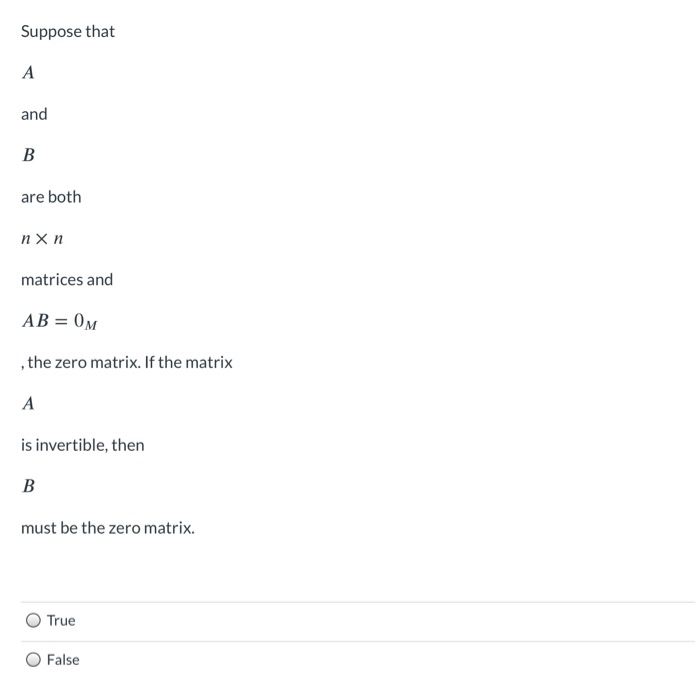 Solved Suppose that A and B are both nxn matrices and AB = 0 | Chegg.com