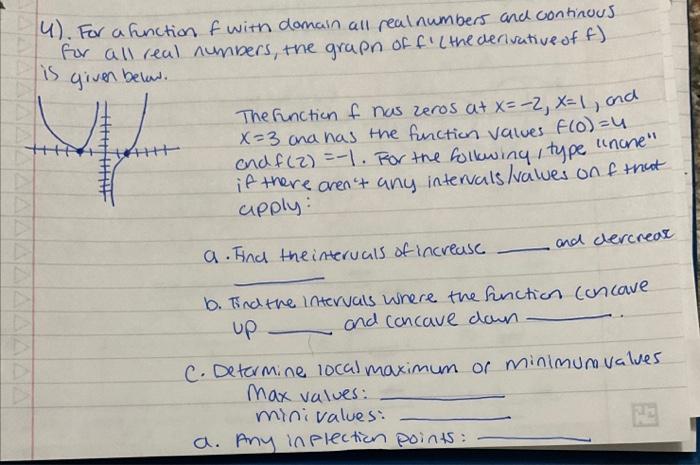 Solved 4). For a function f with domain all real numbers and | Chegg.com