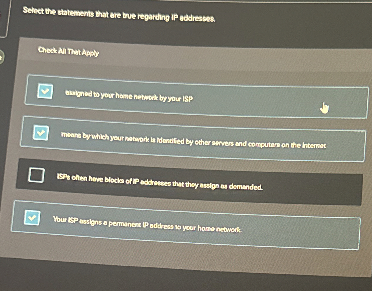 Solved Select the statements that are the regarding IP | Chegg.com