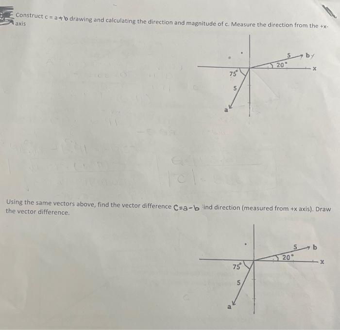 Solved Construct c=a+b drawing and calculating the direction | Chegg.com