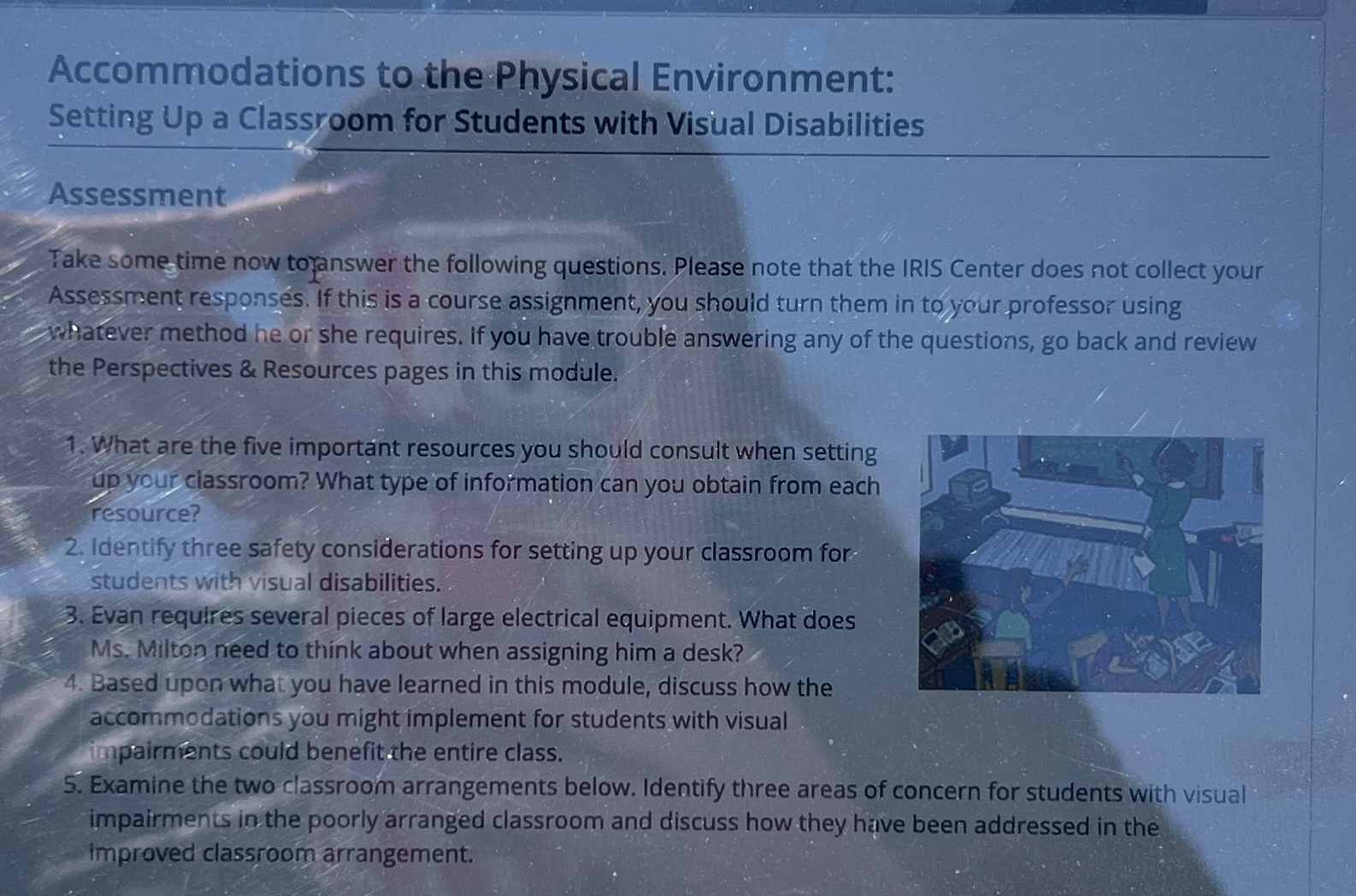 Solved Accommodations to the Physical Environment:Setting Up | Chegg.com