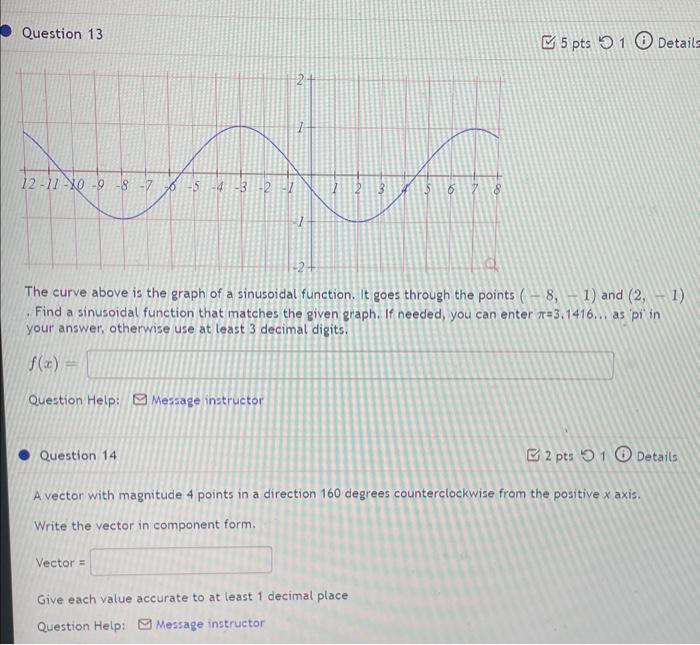 Solved The curve above is the graph of a sinusoidal | Chegg.com