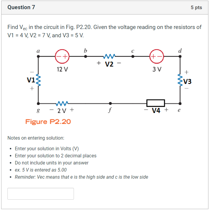 Solved Find \( \mathrm{V}_{\mathrm{ec}} \) ﻿in the circuit | Chegg.com