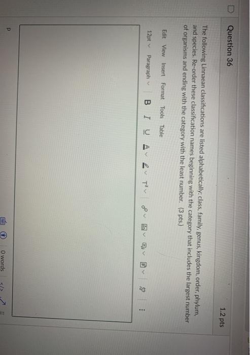 Solved Question 36 1.2 pts The following Linnaean | Chegg.com Solved Question 36 1.2 pts The following Linnaean | Chegg.com