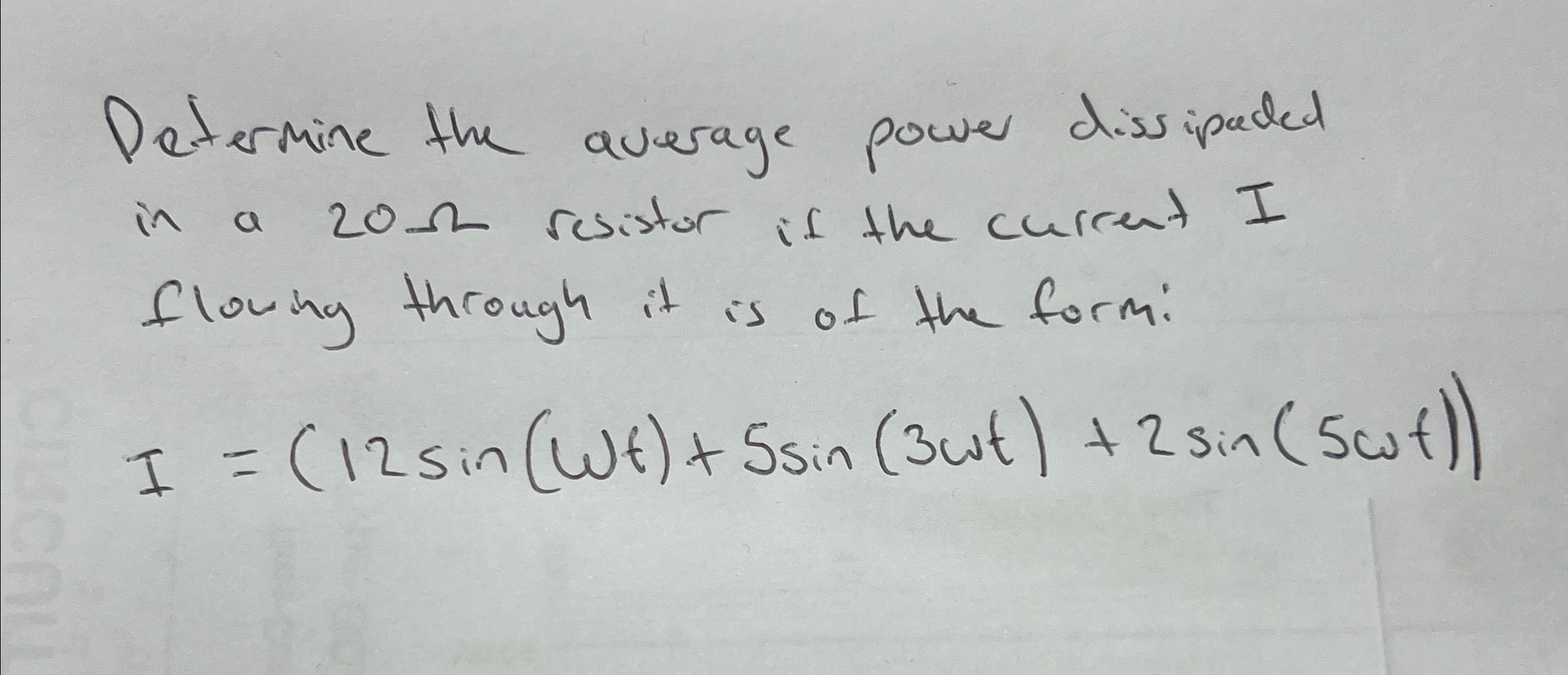 Solved Petermine the average power dissipated in a 20Ω | Chegg.com