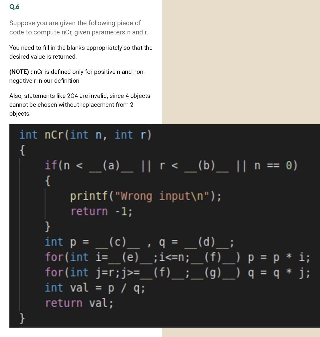 Solved Q.6 Suppose you are given the following piece of code | Chegg.com