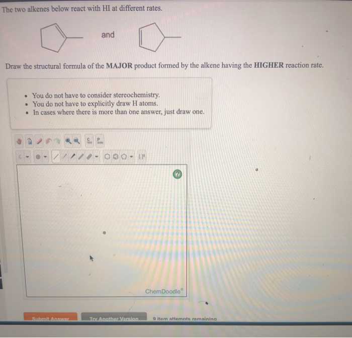 Solved The two alkenes below react with HI at different | Chegg.com