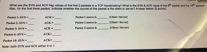 Solved What are the SYN and ACK flag values of the first 3 | Chegg.com