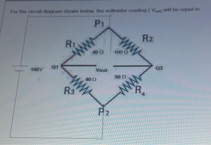 Solved For the circuit diagram shown below, the voltmeter | Chegg.com
