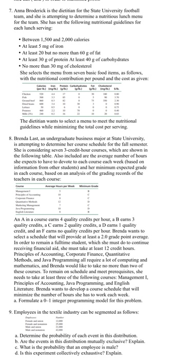 7. Anna Broderick is the dietitian for the State | Chegg.com