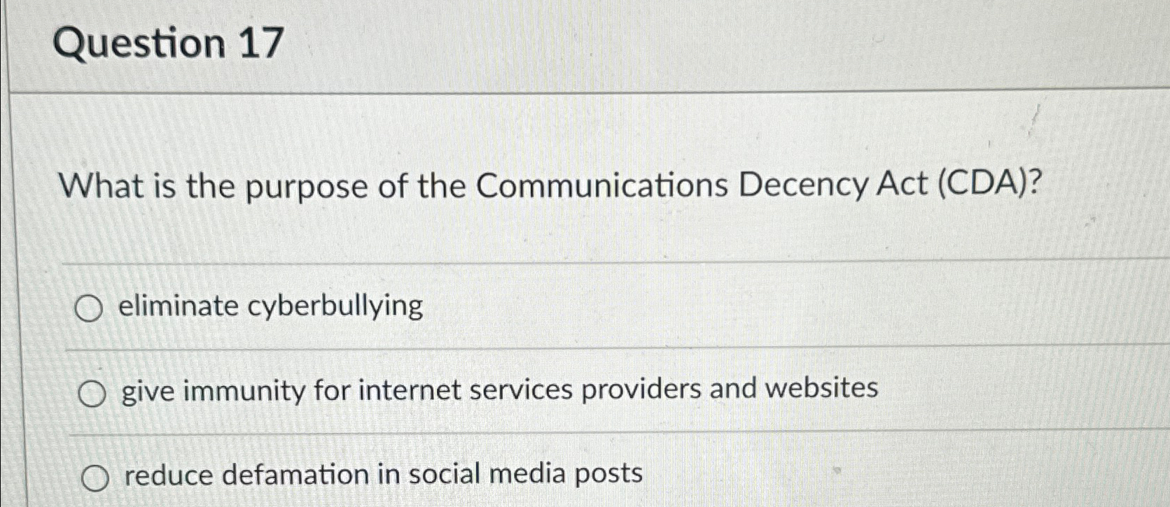 Solved Question 17What is the purpose of the Communications | Chegg.com