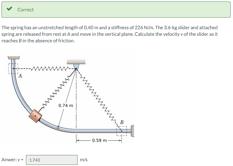 Solved (How do you get this answer?) ﻿The spring has an | Chegg.com