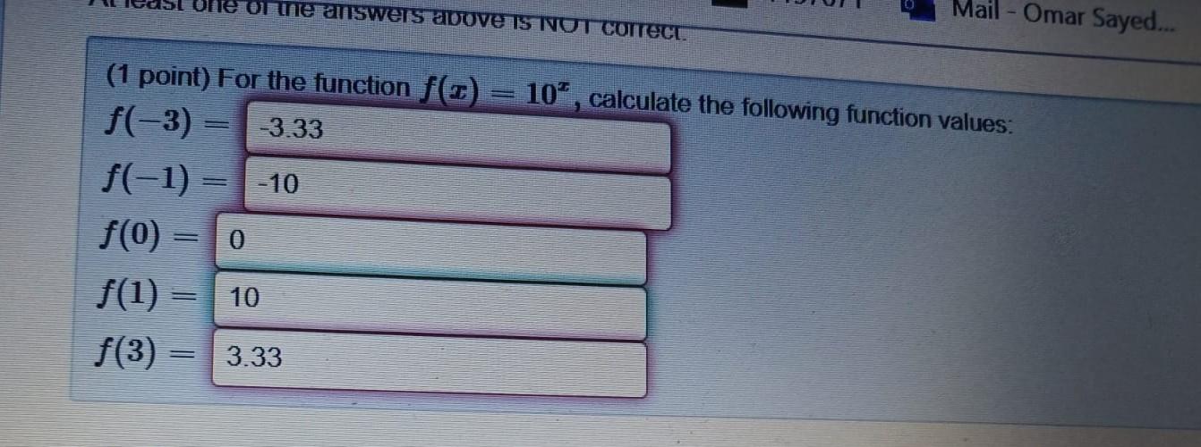 Solved (1 point) For the function f(x)=10x. calculate the | Chegg.com