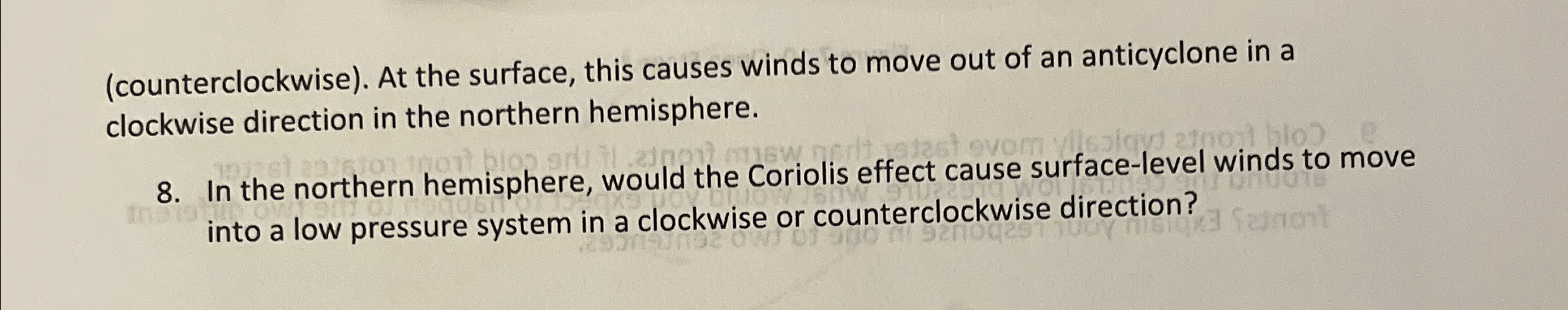 Solved (counterclockwise). ﻿At the surface, this causes | Chegg.com