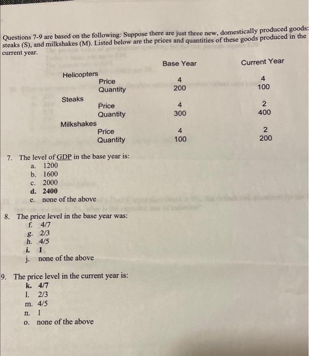 Solved Calculating price level (question 9) using these | Chegg.com
