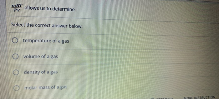Solved mRT allows us to determine: PV Select the correct | Chegg.com