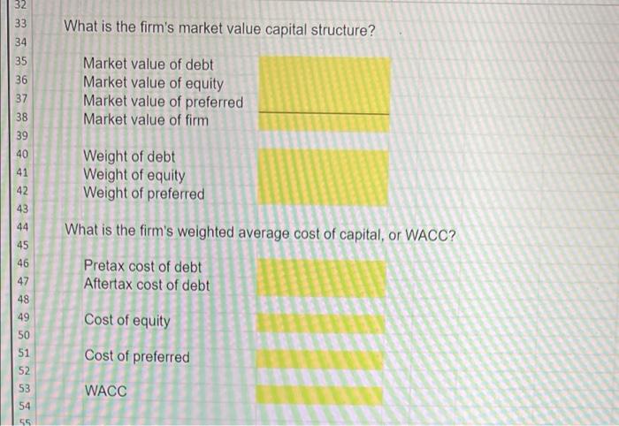 Solved 1. Calculate the market value capital structure and | Chegg.com