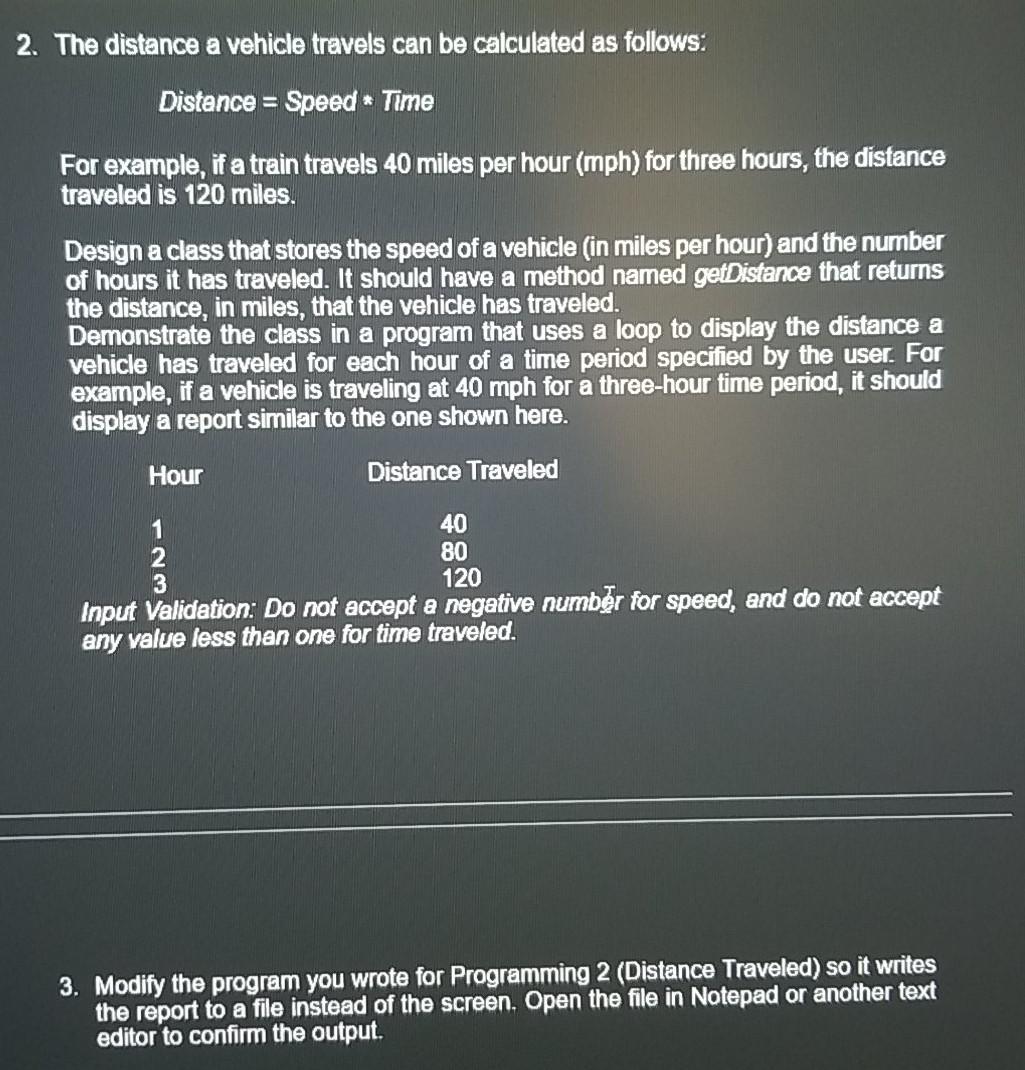 Solved 2. The distance a vehicle travels can be calculated | Chegg.com