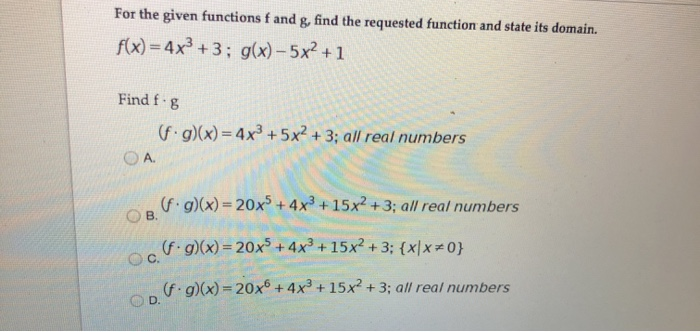 Solved For The Given Functions F And G Find The Requested