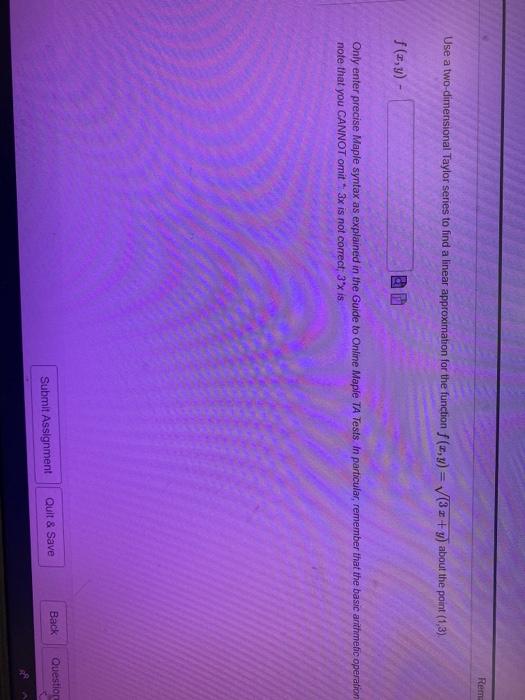 Solved Rem Use a two-dimensional Taylor series to find a | Chegg.com
