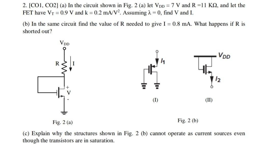 2. [CO1,CO2] (a) In the circuit shown in Fig. 2 (a) | Chegg.com