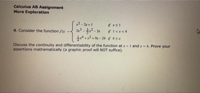 Solved Calculus AB Assignment More Exploration N x2 - 2x+1 | Chegg.com