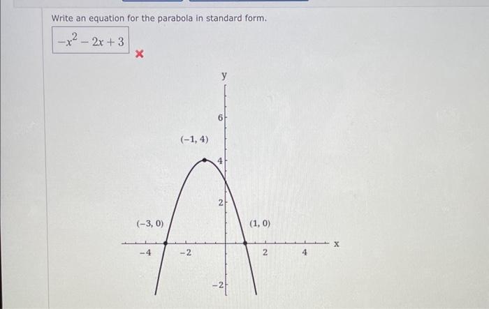 Solved Write an equation for the parabola in standard form. | Chegg.com
