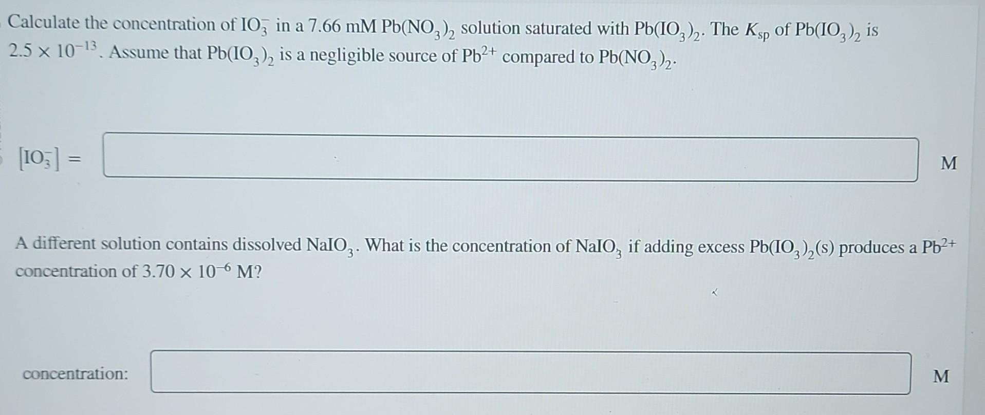 Solved Calculate the concentration of IO3−in a | Chegg.com