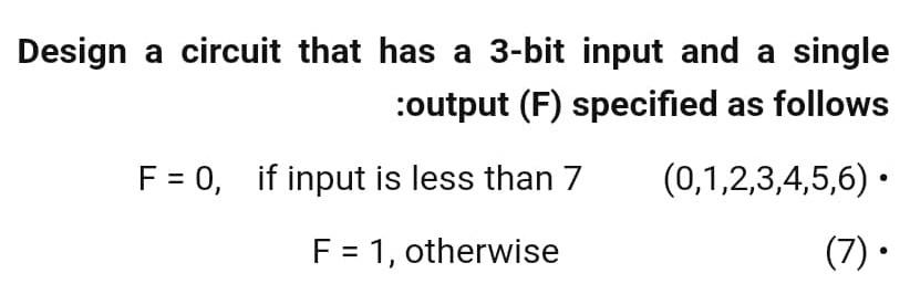 Solved Design A Circuit That Has A 3 Bit Input And A Single 