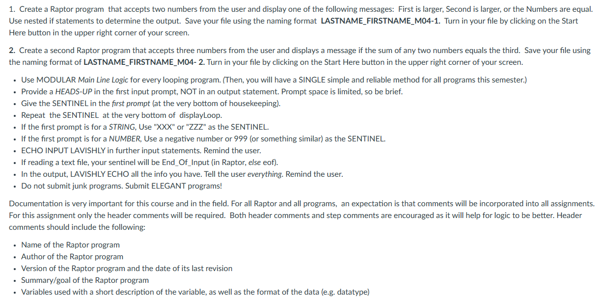 Create a Raptor program that accepts two numbers from | Chegg.com