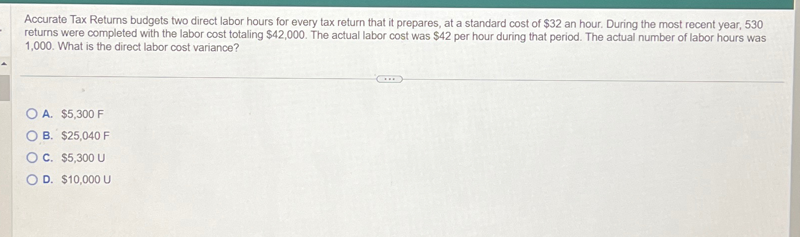 Solved Accurate Tax Returns budgets two direct labor hours | Chegg.com