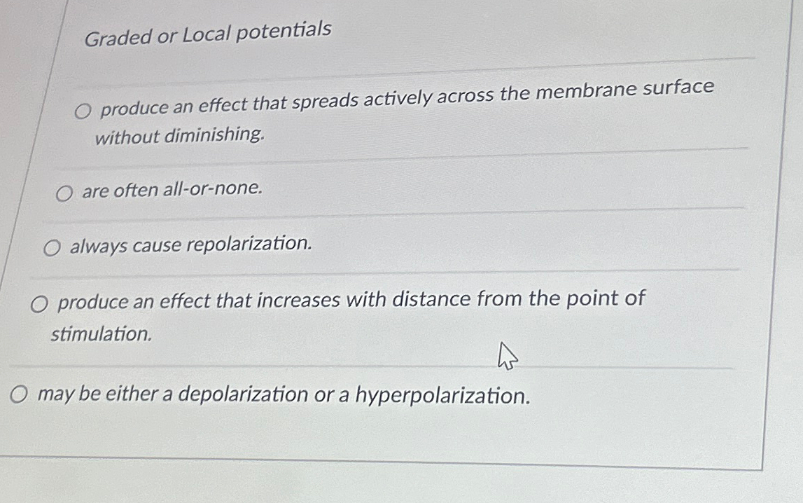 Solved Graded or Local potentialsproduce an effect that | Chegg.com