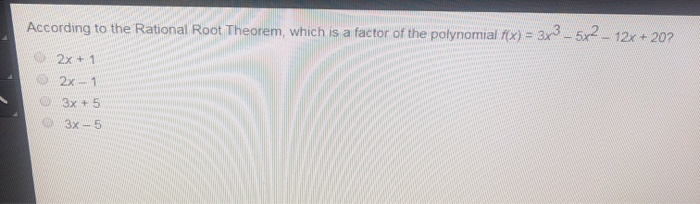 Solved According to the Rational Root Theorem, which is a | Chegg.com