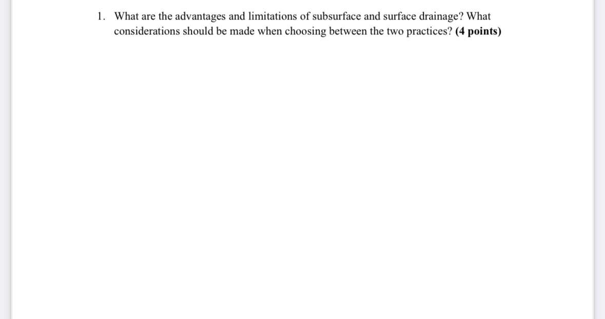 Solved What are the advantages and limitations of subsurface | Chegg.com