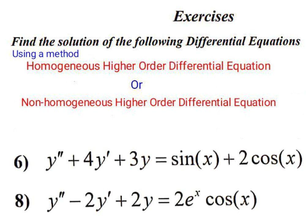 Solved Exercises Find the solution of the following | Chegg.com