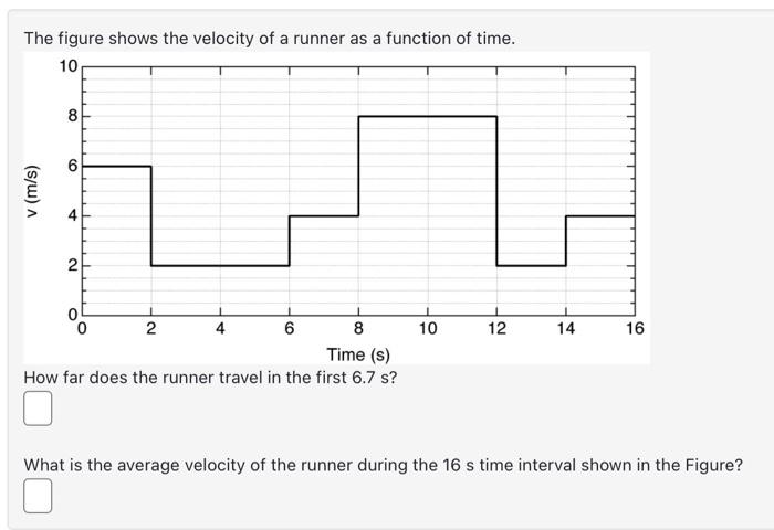 Solved The figure shows the velocity of a runner as a | Chegg.com