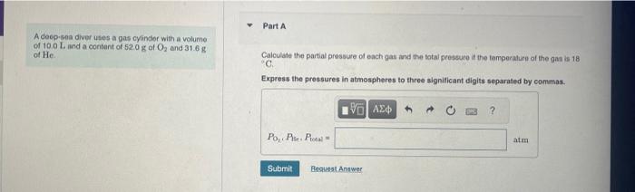 Solved A deepisea diver uses a gas cylinder with a volume of | Chegg.com