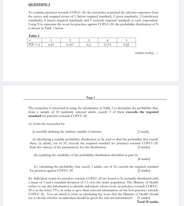 Solved QUESTION 2 To examine practices towards COFLU-20, the | Chegg.com